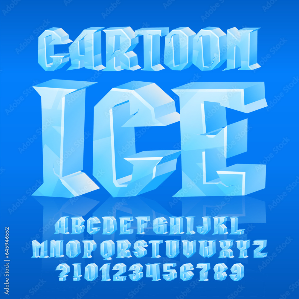 Cartoon Ice Alphabet Font 3d Cartoon Ice Letters And Numbers Stock Vector Typeface For Your