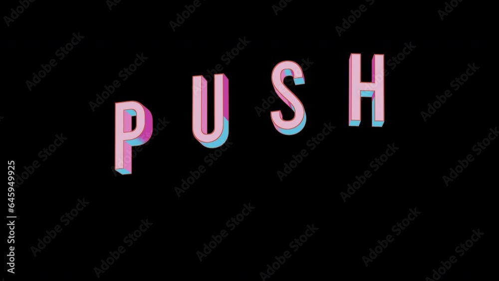 Bright letters jump merrily in the inscription PUSH text. Retro. Alpha ...
