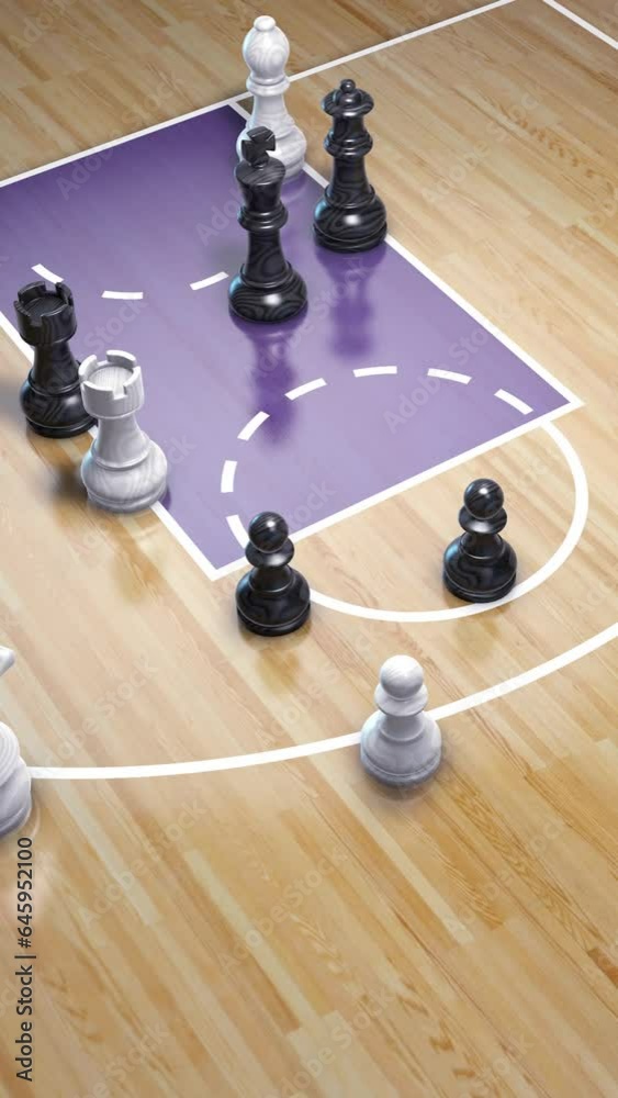 Basketball is like chess. Half court with chess pieces representing ...