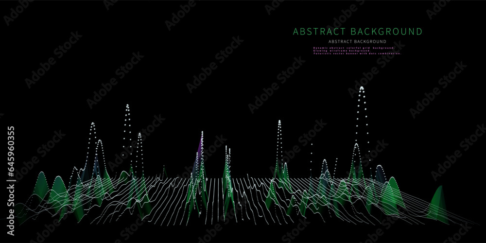 Abstract background graph wavy from white spheres data. Technology ...