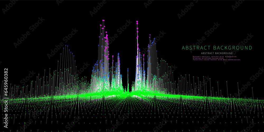 Abstract background graph from white lines and color dots. Technology ...