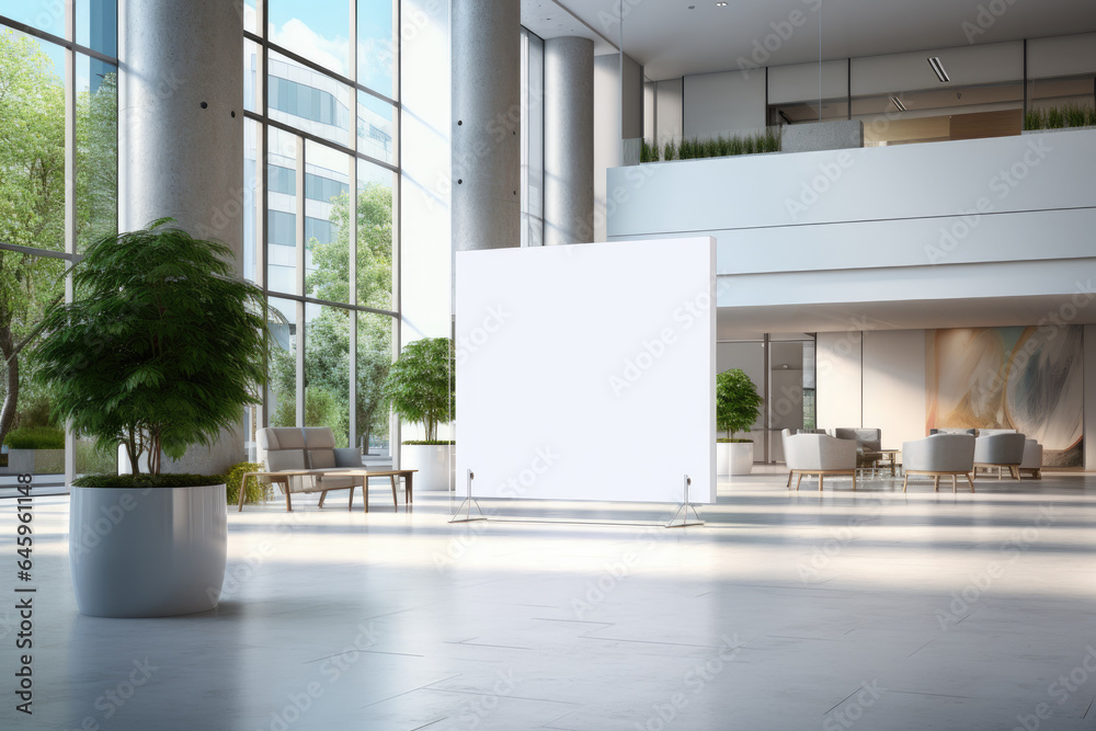 Interior of modern entrance hall in modern office building, business ...