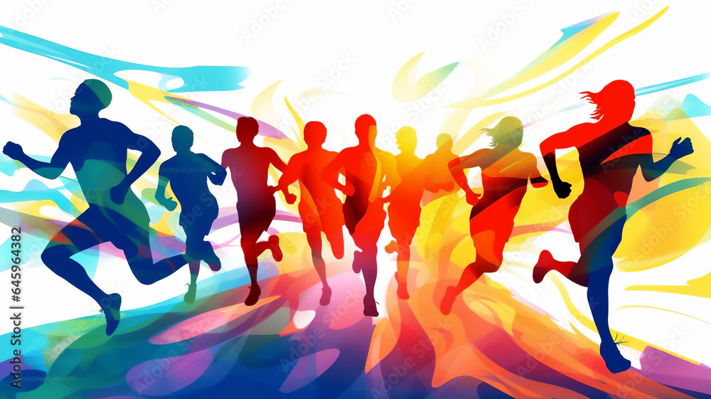 Female and male athlete runners doing a training exercise for a sports ...