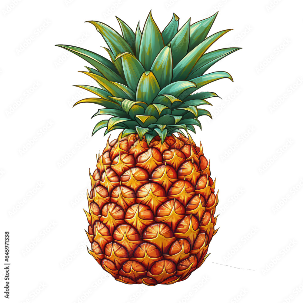 Pineapple ananas . Clipart PNG image . Transparent background . Cartoon ...