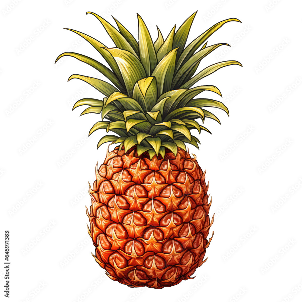 Pineapple ananas . Clipart PNG image . Transparent background . Cartoon ...