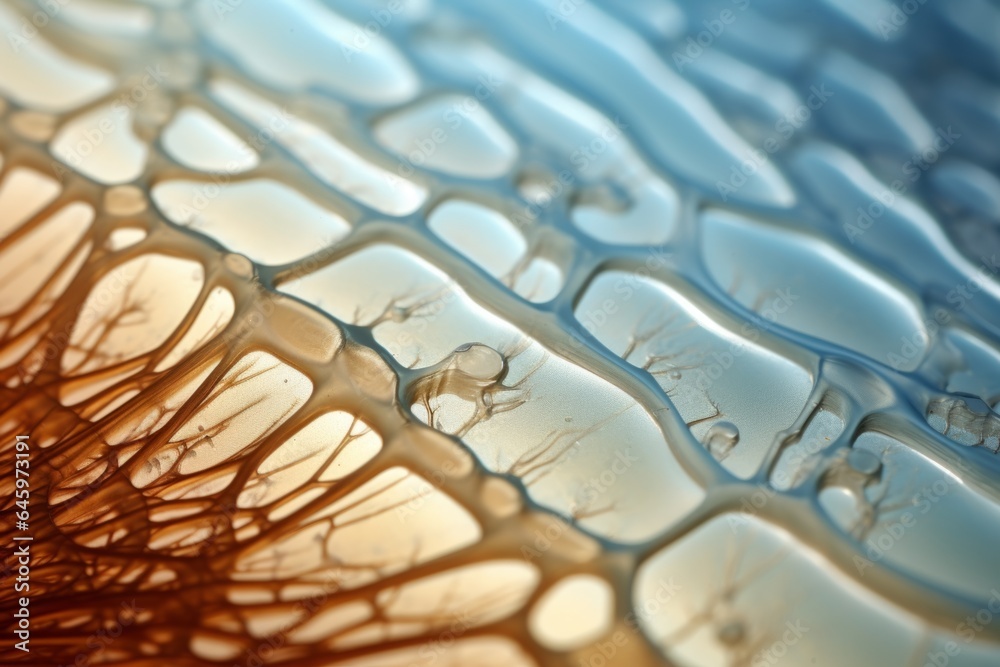 Microscopic macro close-up shot scientific research epithelial tissue ...