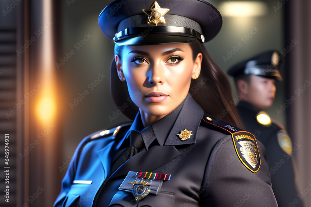 latino hispanic Police woman and male partner next to each other. Two ...