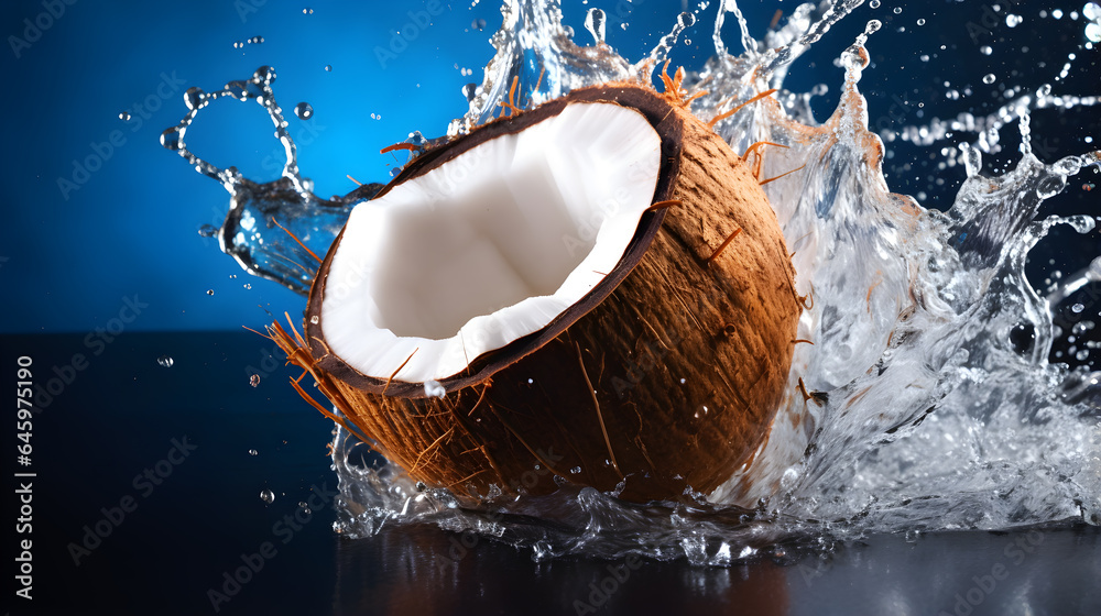 coconut water splash on white background Stock Photo | Adobe Stock