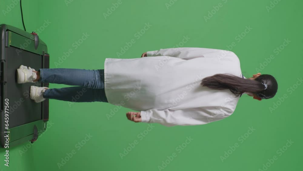 Full Body Of Back View Asian Female Doctor With Stethoscope Walking On ...