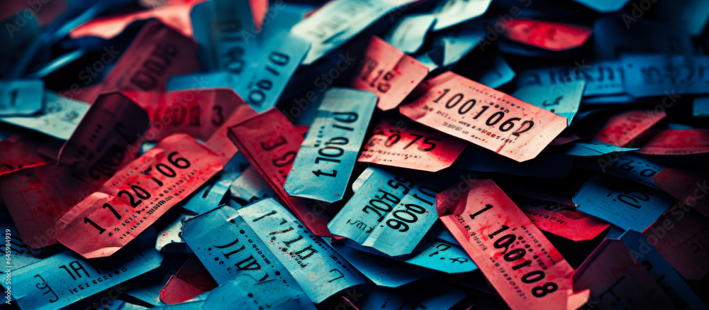 Red and Blue Raffle Tickets Stacked as a Colorful Background Stock ...
