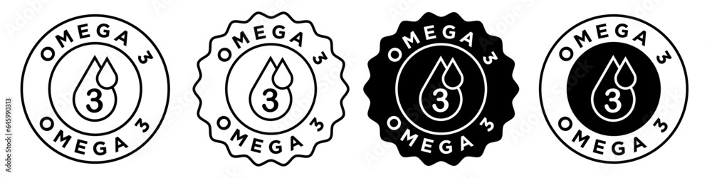 omega 3 icon. Fatty acid diet supplement skincare product symbol ...