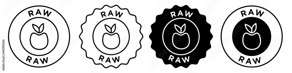 Raw icon. Natural and organic farm produce fruit and vegetable symbol ...