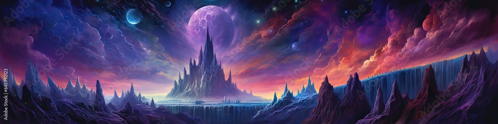 A mesmerizing horizontal depiction of a fourth-dimensional astral ...