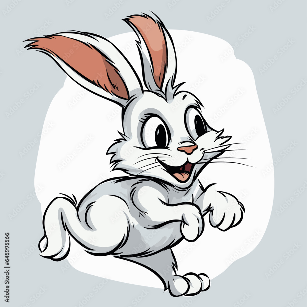 cartoon rabbit running. Vector illustration Stock Vector | Adobe Stock