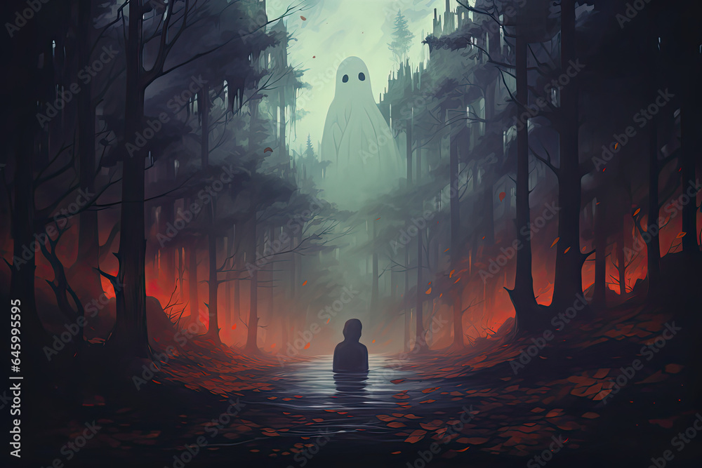 Sad Cute Ghost Lofi Hip Hop Illustration Chill Cartoon Background ...