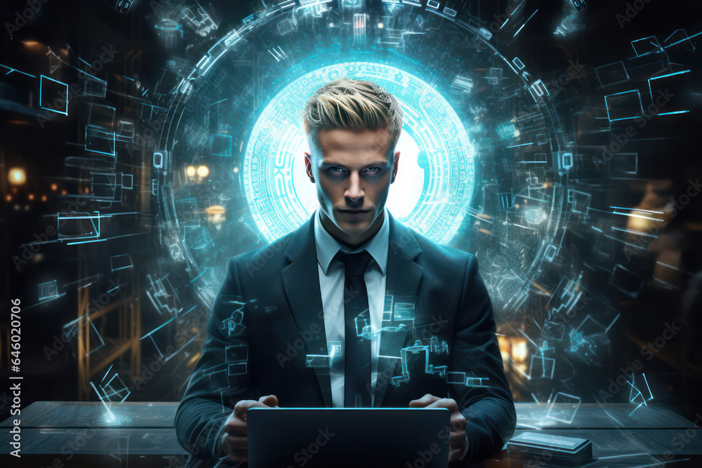 Into the Future: Man Enveloped in a Technologically Advanced ...