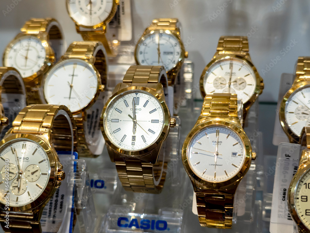 Manila Philippines - Sept 05, 2023: Gold Casio watches for sale at a ...