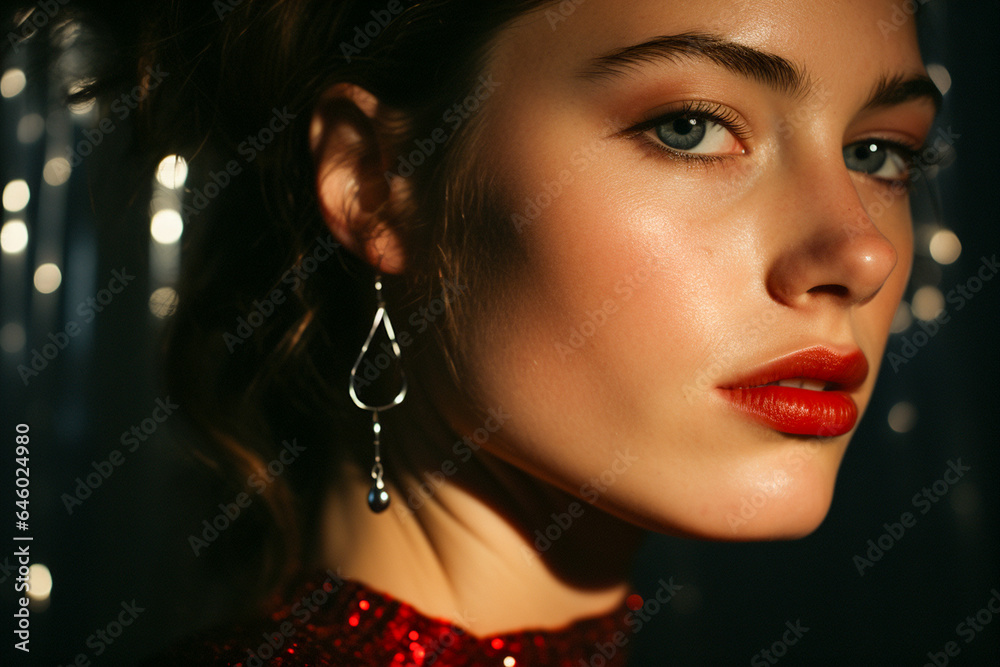 Portrait of a young woman model in 1980's Miami or similar east coast ...