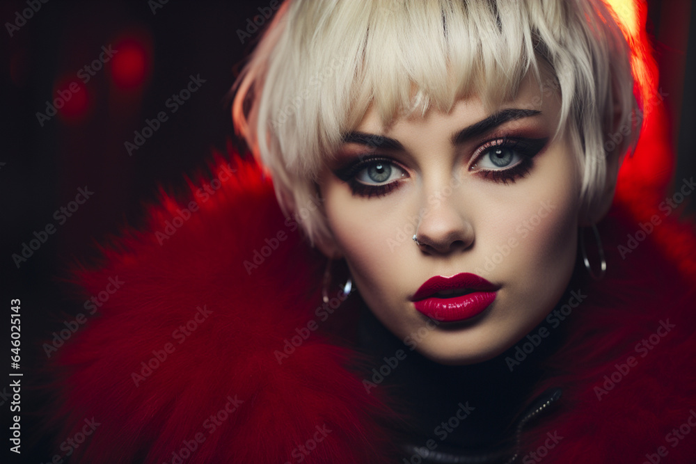 Portrait of a young woman model in 1980's Miami or similar east coast ...