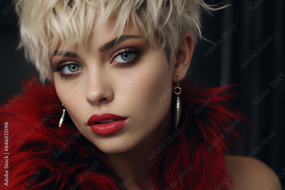 Portrait of a young woman model in 1980's Miami or similar east coast ...