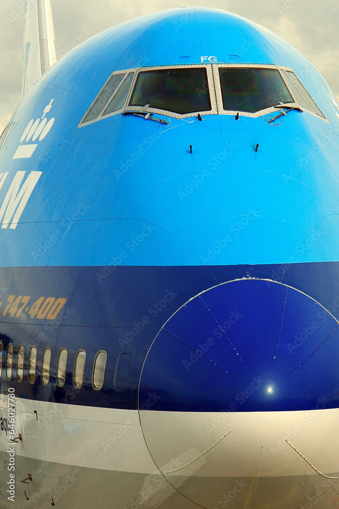 The nose of the fuselage of a Boeing 747, a four-engine aircraft ...