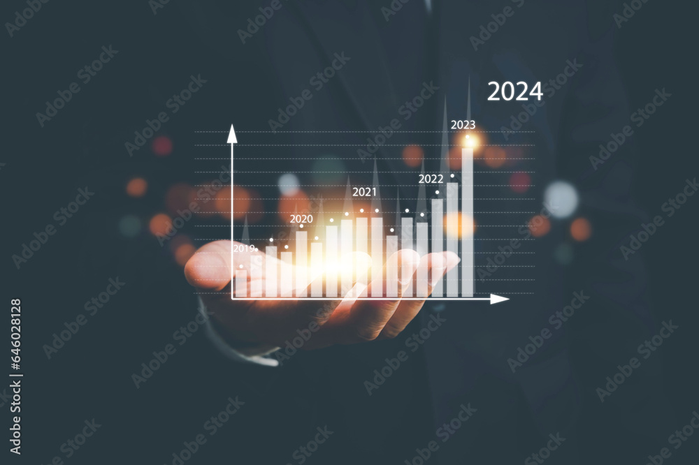 Businessman pointing arrow corporate future growth plan,Businessman ...