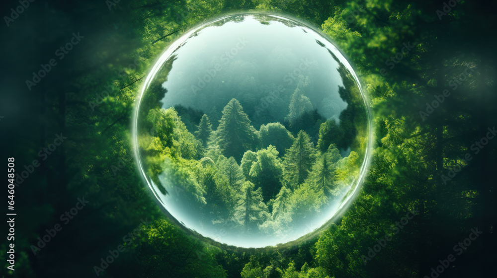 Environmental protection concept.Globe Glass for text icons In Green ...