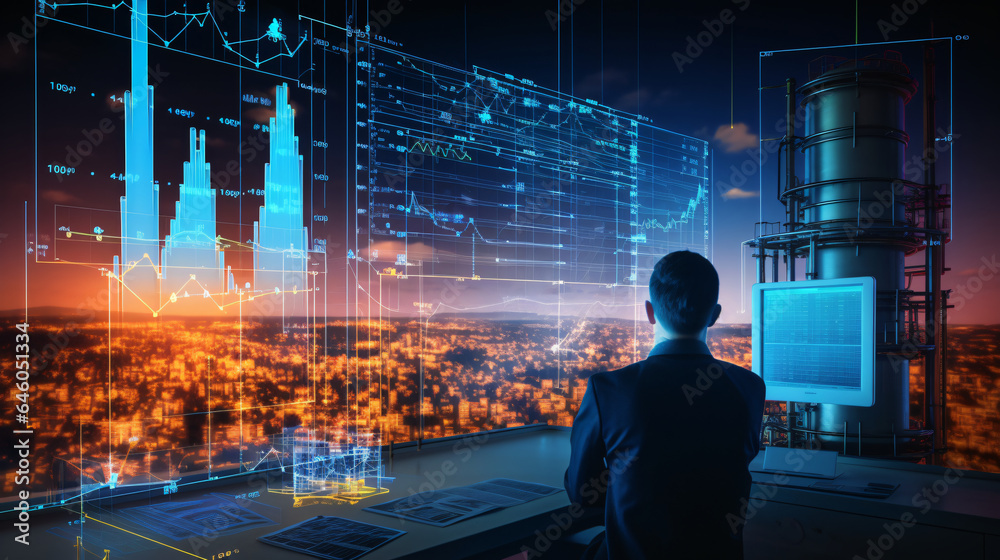 Analysts and energy experts using AI algorithms and data analytics to ...