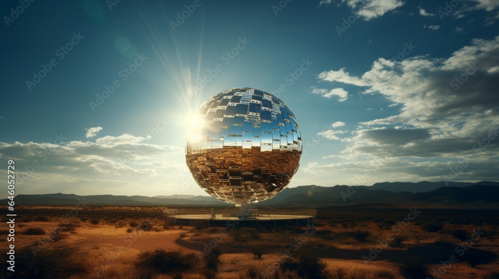 1 Craft a visionary photograph of a glass globe surrounded by a ...