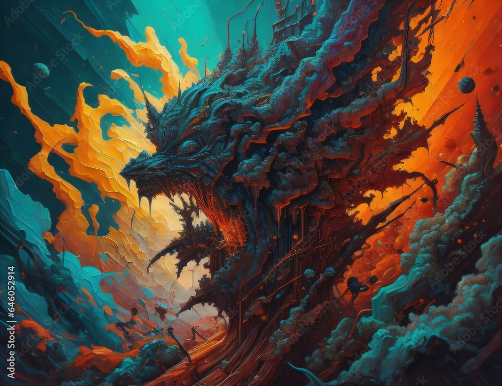 Image illustrating a blend of fractal paint and varied textures ...