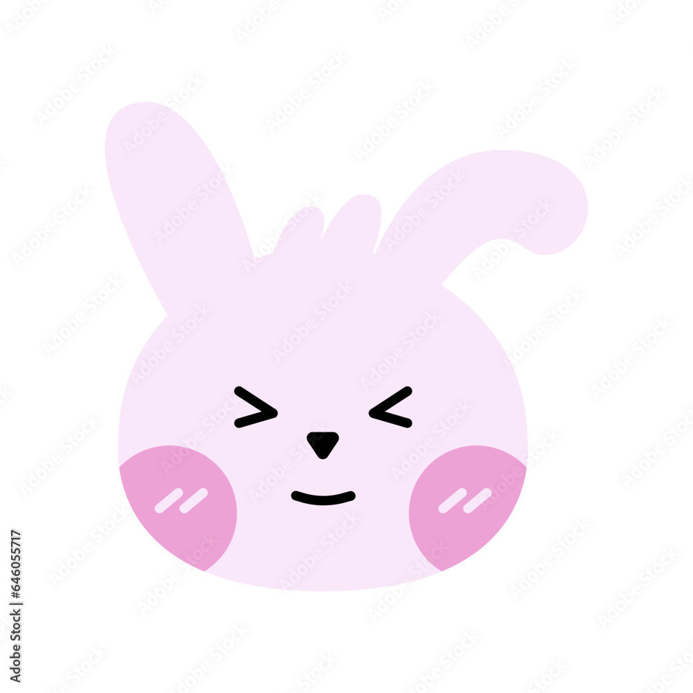 Cute Rabbit Face Emoticons Set. Happy, Angry, Crying, Love and Sleeping ...