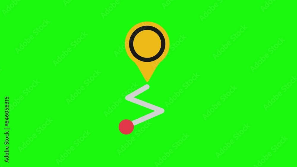 Map route location icon animation on green screen. Route location icon ...