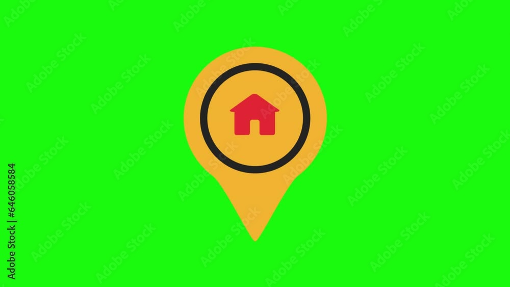 Home route location icon animation on green screen. Route location icon ...