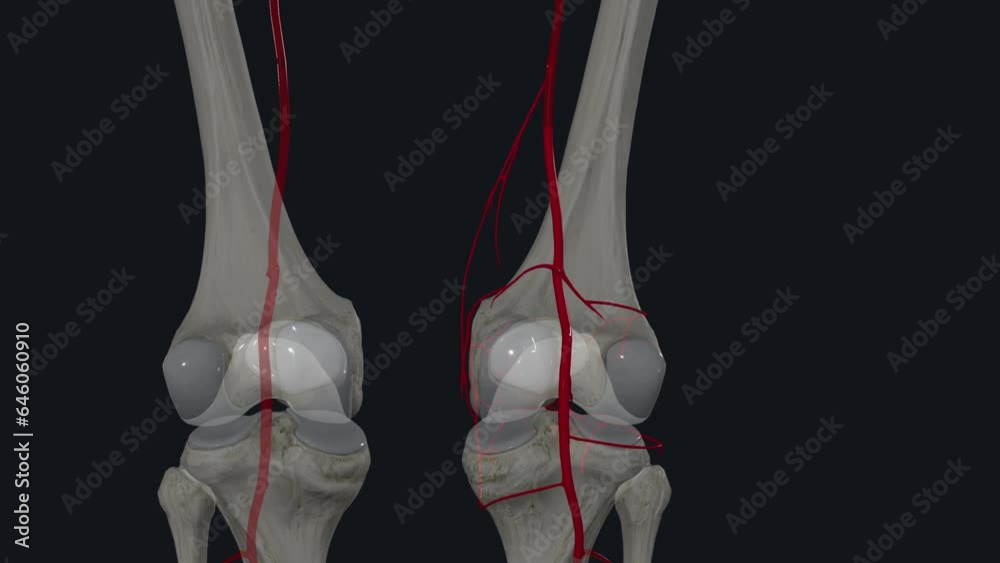The knee joint blood supply is derived from a rich anastomosis of the ...