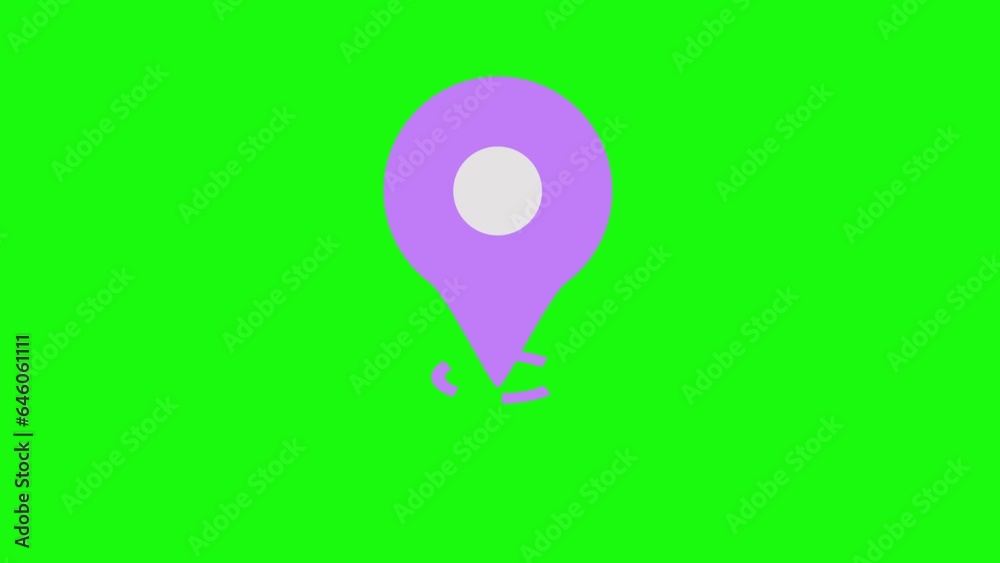 Map route location icon animation on green screen. Route location icon ...