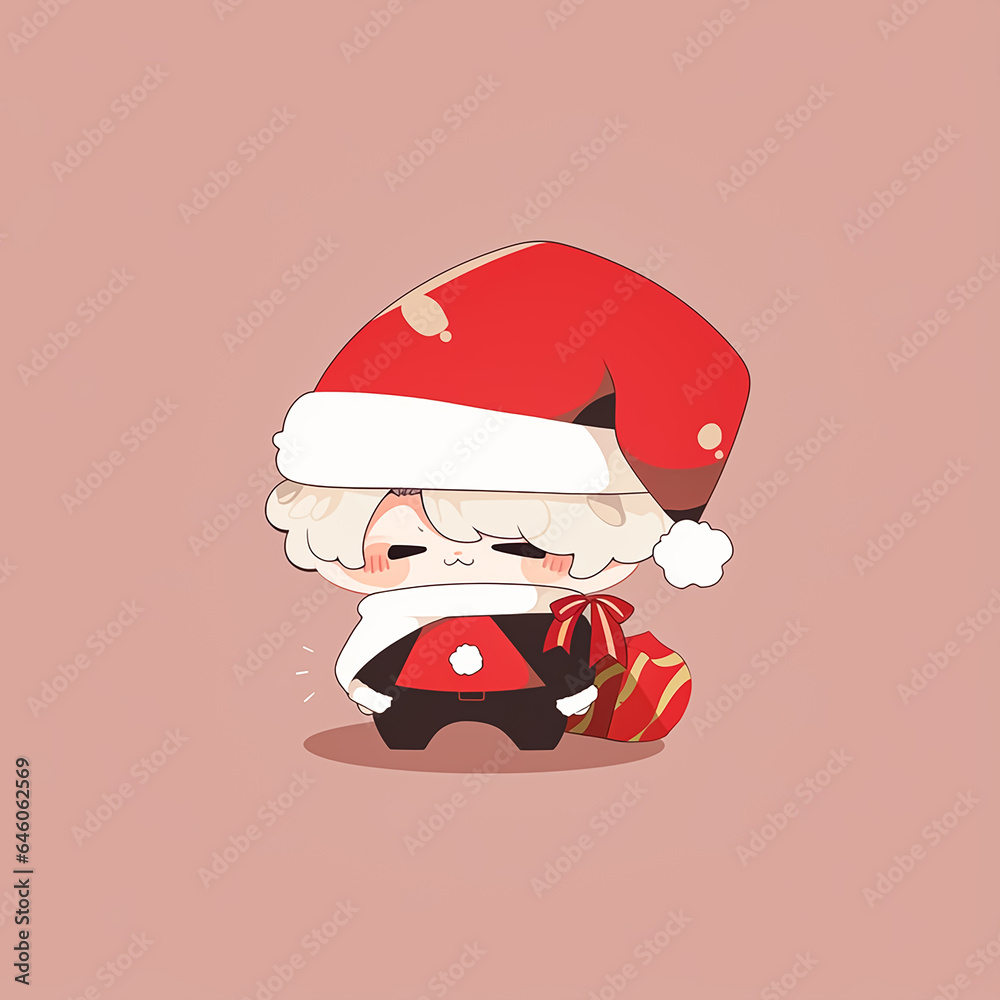santa claus, chibi santa, anime, sticker, christmas, new year, cute ...