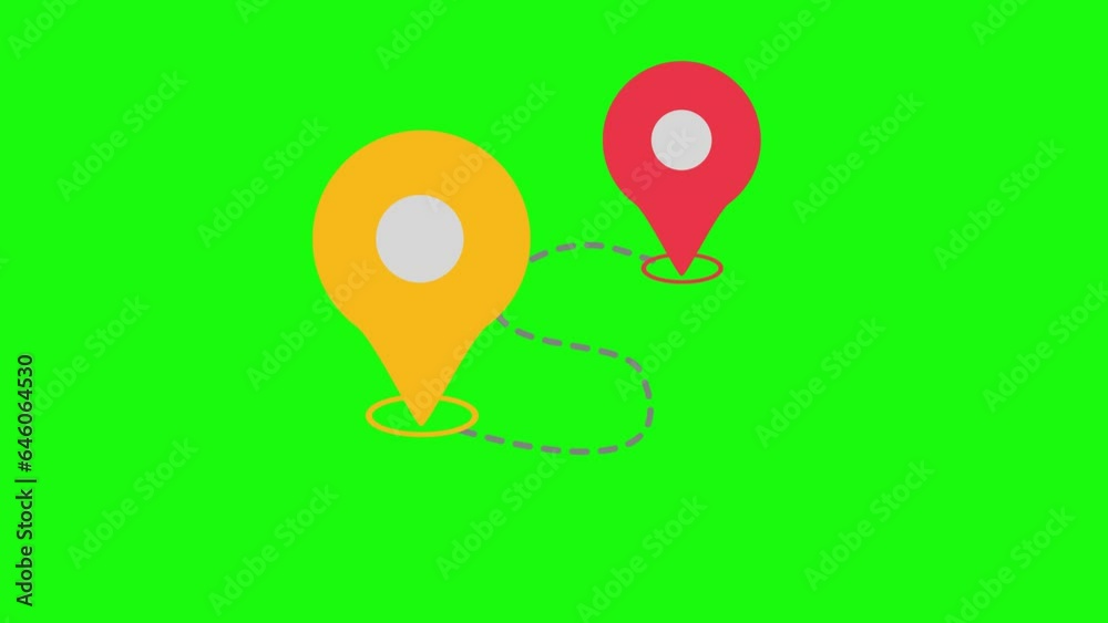 Map route location icon animation on green screen. Route location icon ...