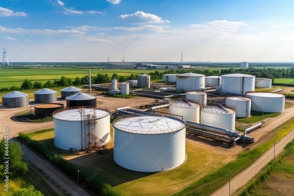 Tank farm with rows of oil storage tanks. Stock Photo | Adobe Stock