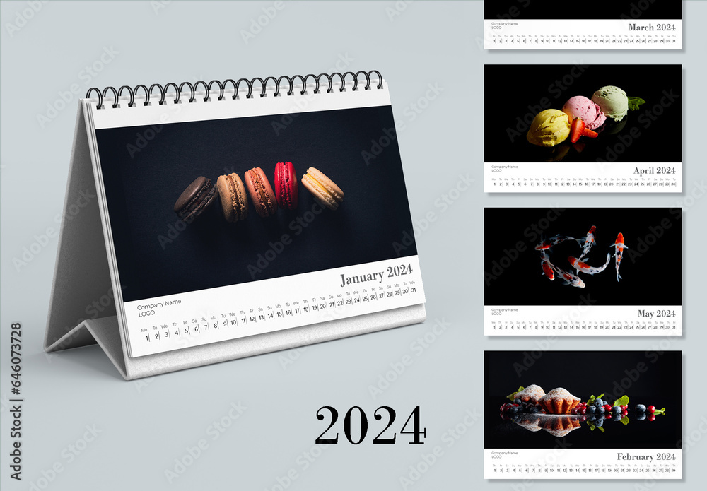 2024 Standing Desk Calendar Stock Template | Adobe Stock