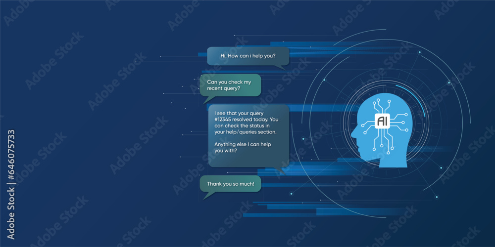 Technology AI banner, artificial intelligence, chatbot, vector banner ...