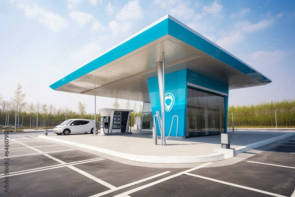 A modern hydrogen station, harmonizing with the environment, providing ...