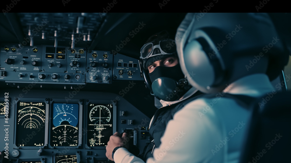 a terrorist, a man is with the pilot in the cockpit of a passenger ...