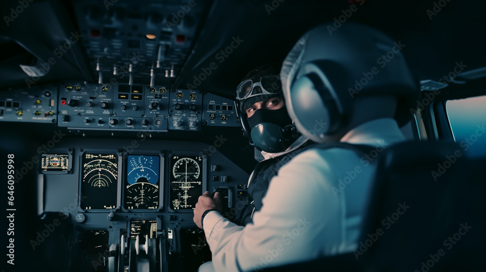 a terrorist, a man is with the pilot in the cockpit of a passenger ...