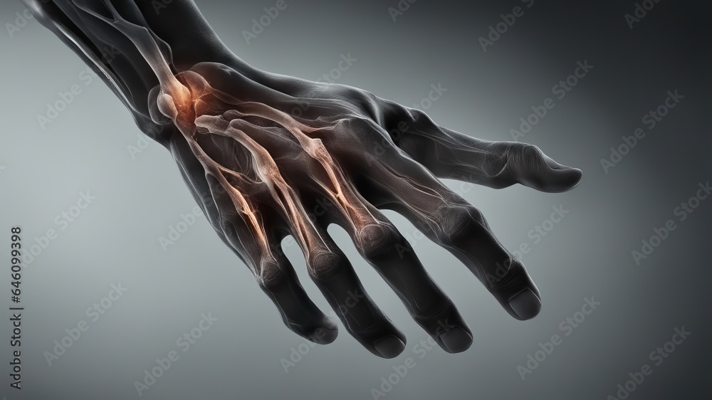Abstract anatomy of the palmar surface of the hand and its contents, x ...