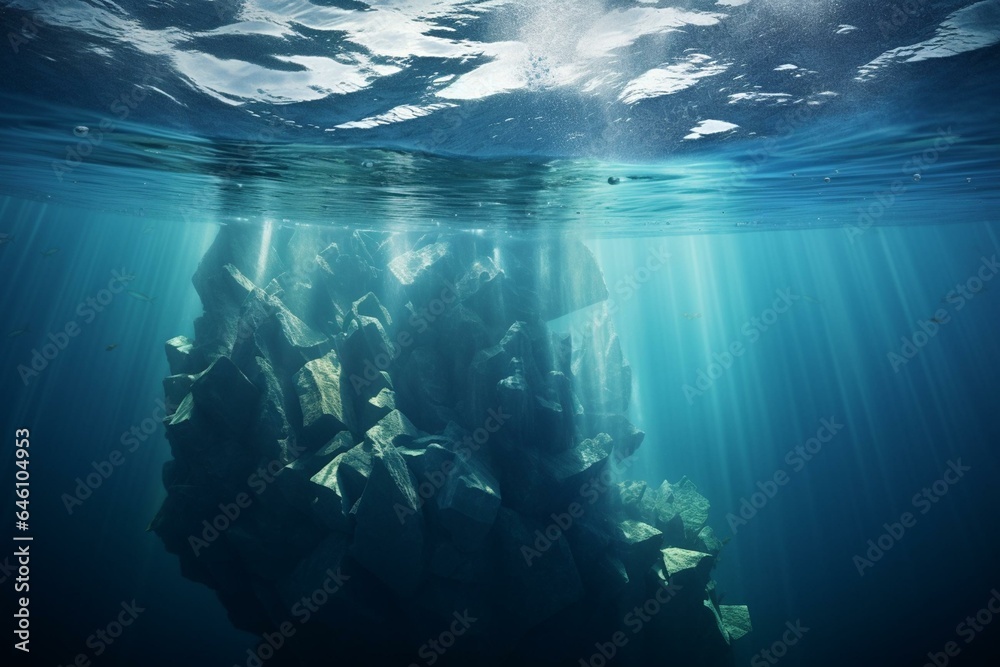 Beautiful underwater iceberg crying global warning. Danger hidden in ...