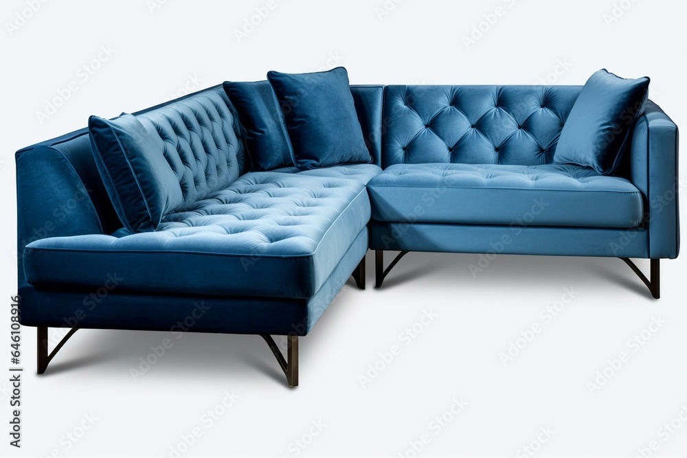 L-shaped blue sofa on transparent background. Generative AI Stock ...
