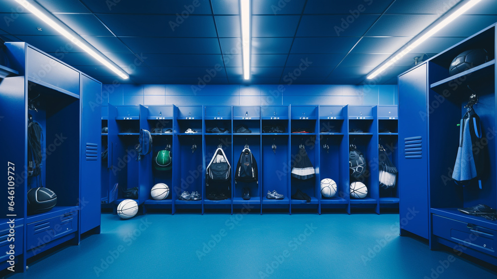 changing room with blue cabinets in the gym Stock Photo | Adobe Stock