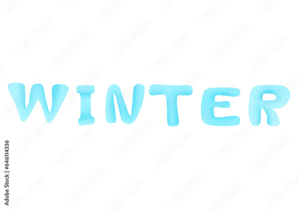 hand drawn Word winter with light blue voluminous letters isolated on ...