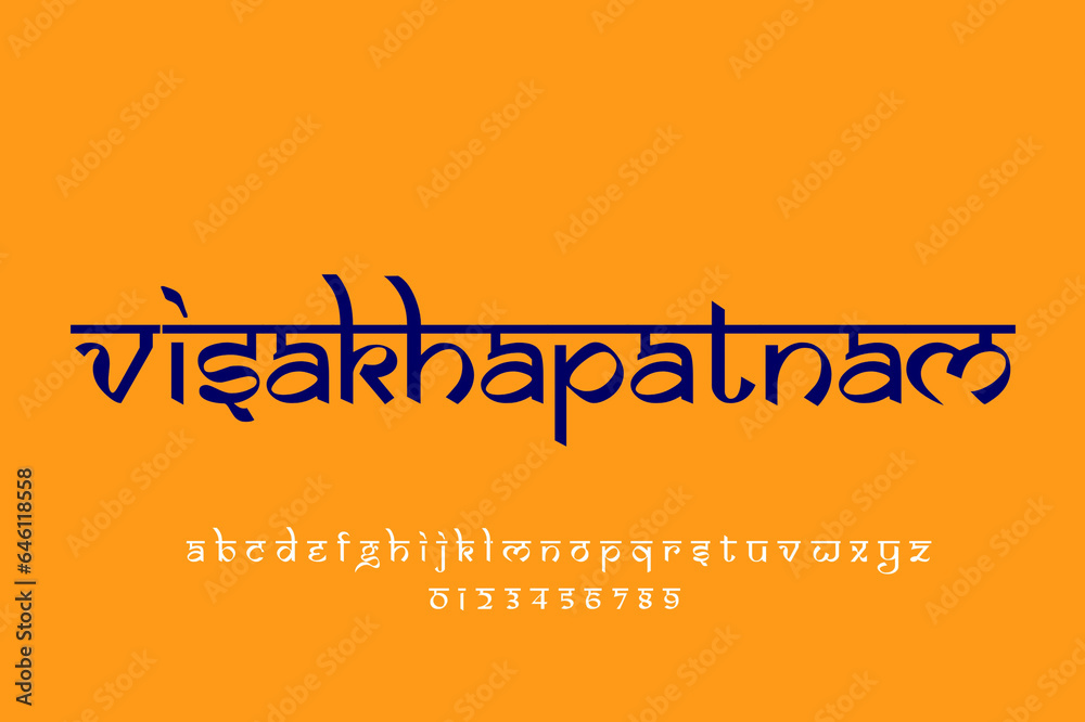 Indian City vishakhapatnam text design. Indian style Latin font design ...