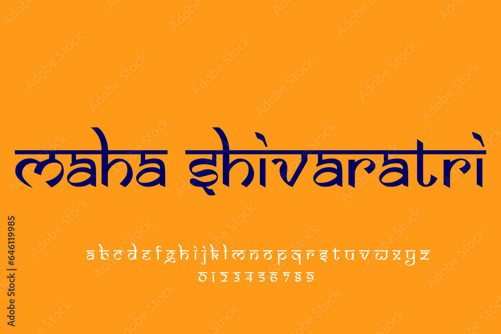 Indian holiday " maha Shivaratri " text design. Indian style Latin font ...